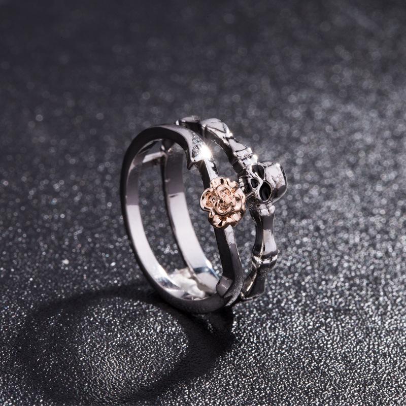 'Red Heart Crystal Skull' Ring Set | Rebel Stones